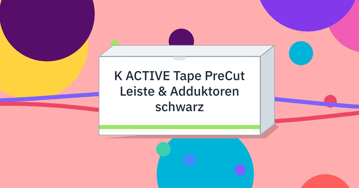 Symbolbild: Packung mit der Aufschrift K ACTIVE Tape PreCut Leiste & Adduktoren schwarz (PZN 06936530) – Verfügbarkeit und Bezug in Apotheken in Frankfurt am Main