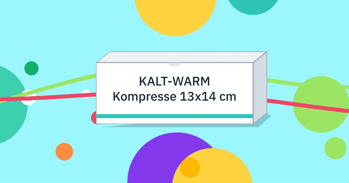 Symbolbild: Packung mit der Aufschrift KALT-WARM Kompresse 13x14 cm (PZN 02738135) – Verfügbarkeit und Bezug in Apotheken in Frankfurt am Main