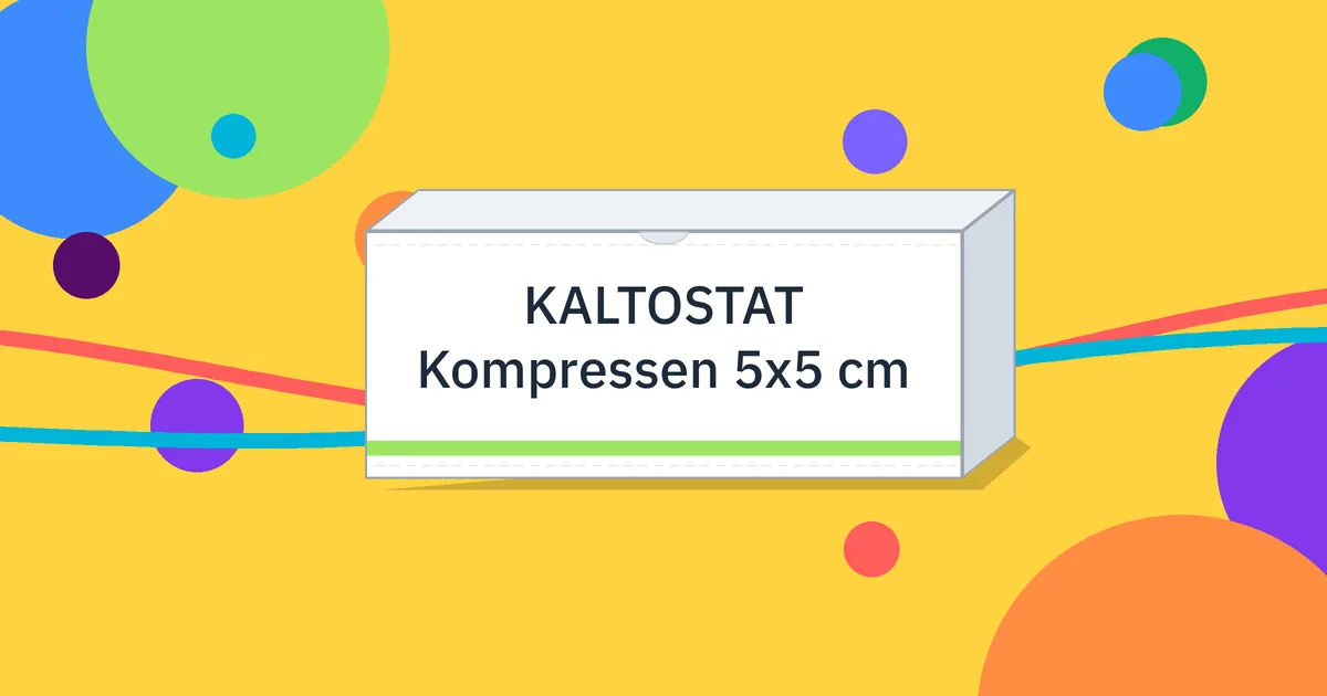 Symbolbild: Packung mit der Aufschrift KALTOSTAT Kompressen 5x5 cm (PZN 06965365) – Verfügbarkeit und Bezug in Apotheken in Frankfurt am Main