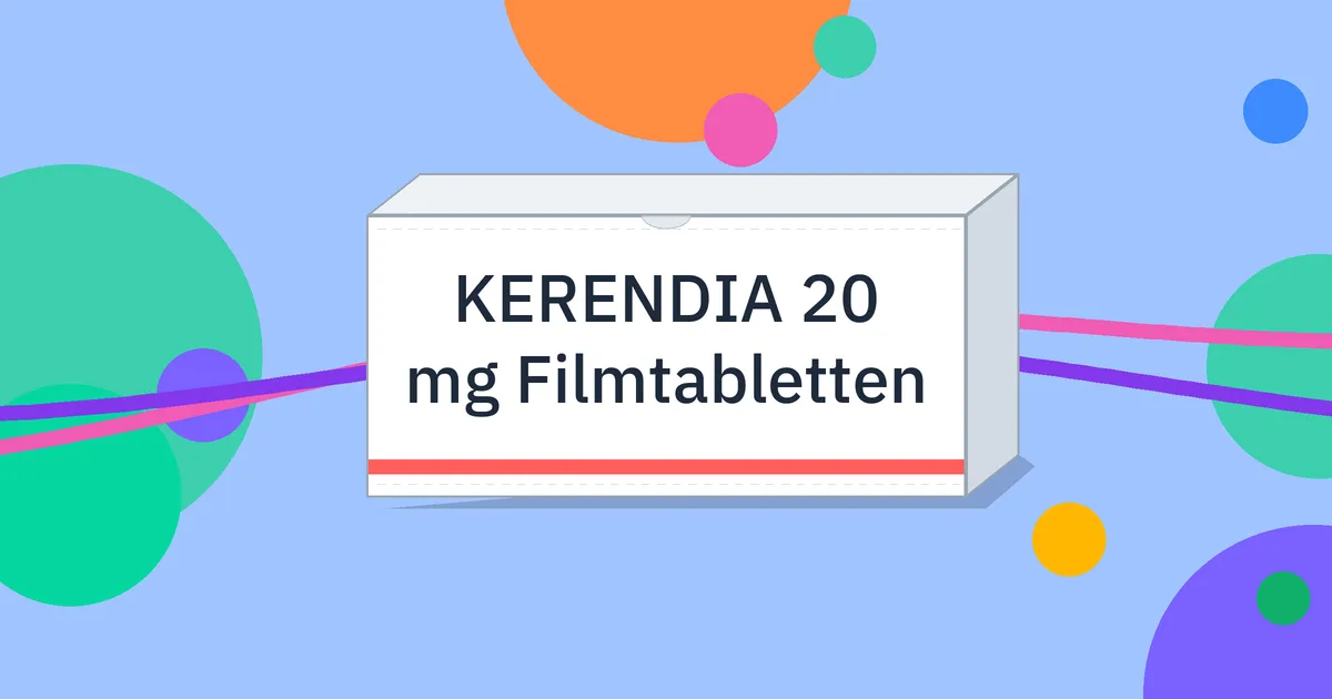 Symbolbild: Packung mit der Aufschrift KERENDIA 20 mg Filmtabletten (PZN 19248553) – Verfügbarkeit und Bezug in Apotheken in Frankfurt am Main