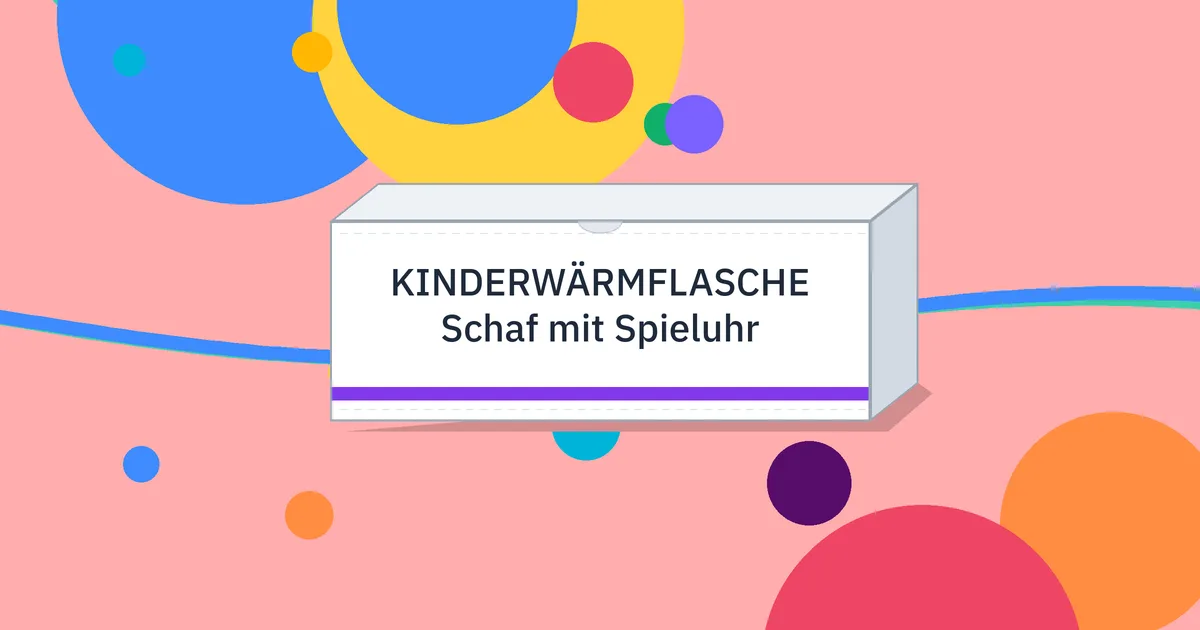 Symbolbild: Packung mit der Aufschrift KINDERWÄRMFLASCHE Schaf mit Spieluhr (PZN 09926785) – Verfügbarkeit und Bezug in Apotheken in Frankfurt am Main