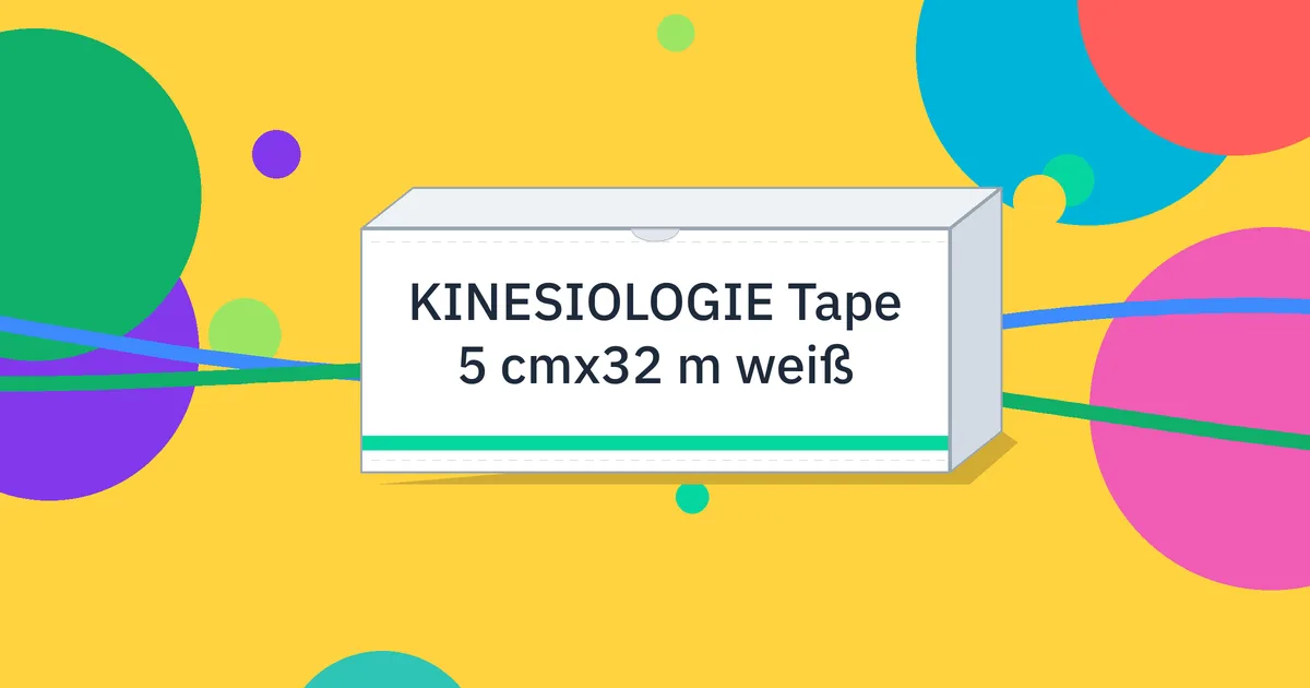 Symbolbild: Packung mit der Aufschrift KINESIOLOGIE Tape 5 cmx32 m weiß (PZN 10252441) – Verfügbarkeit und Bezug in Apotheken in Frankfurt am Main
