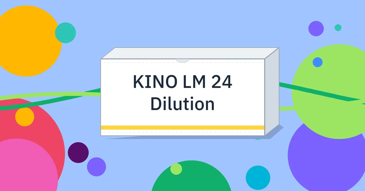 Symbolbild: Packung mit der Aufschrift KINO LM 24 Dilution (PZN 13518649) – Verfügbarkeit und Bezug in Apotheken in Frankfurt am Main