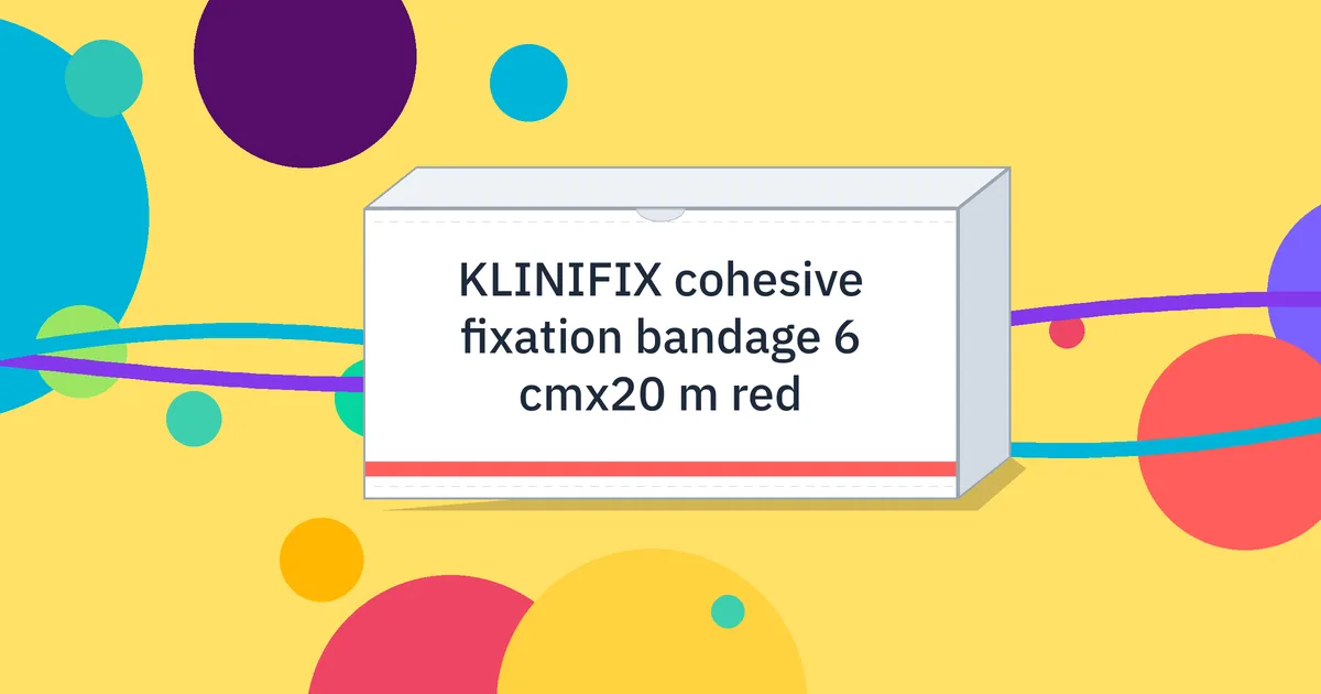 Symbolbild: Packung mit der Aufschrift KLINIFIX cohesive fixation bandage 6 cmx20 m red (PZN 19897961) – Verfügbarkeit und Bezug in Apotheken in Frankfurt am Main