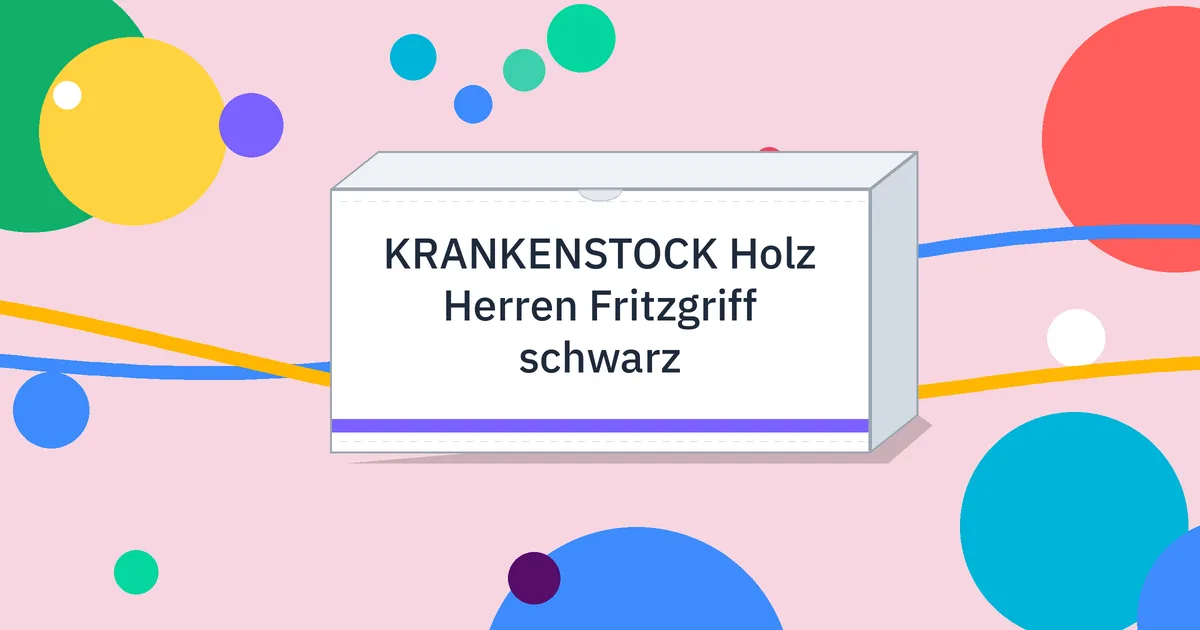 Symbolbild: Packung mit der Aufschrift KRANKENSTOCK Holz Herren Fritzgriff schwarz (PZN 02694366) – Verfügbarkeit und Bezug in Apotheken in Frankfurt am Main