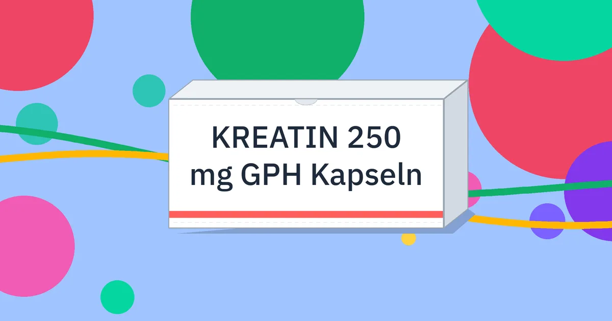 Symbolbild: Packung mit der Aufschrift KREATIN 250 mg GPH Kapseln (PZN 02469830) – Verfügbarkeit und Bezug in Apotheken in Frankfurt am Main