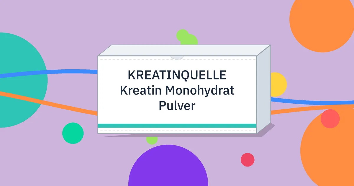 Symbolbild: Packung mit der Aufschrift KREATINQUELLE Kreatin Monohydrat Pulver (PZN 19830589) – Verfügbarkeit und Bezug in Apotheken in Frankfurt am Main