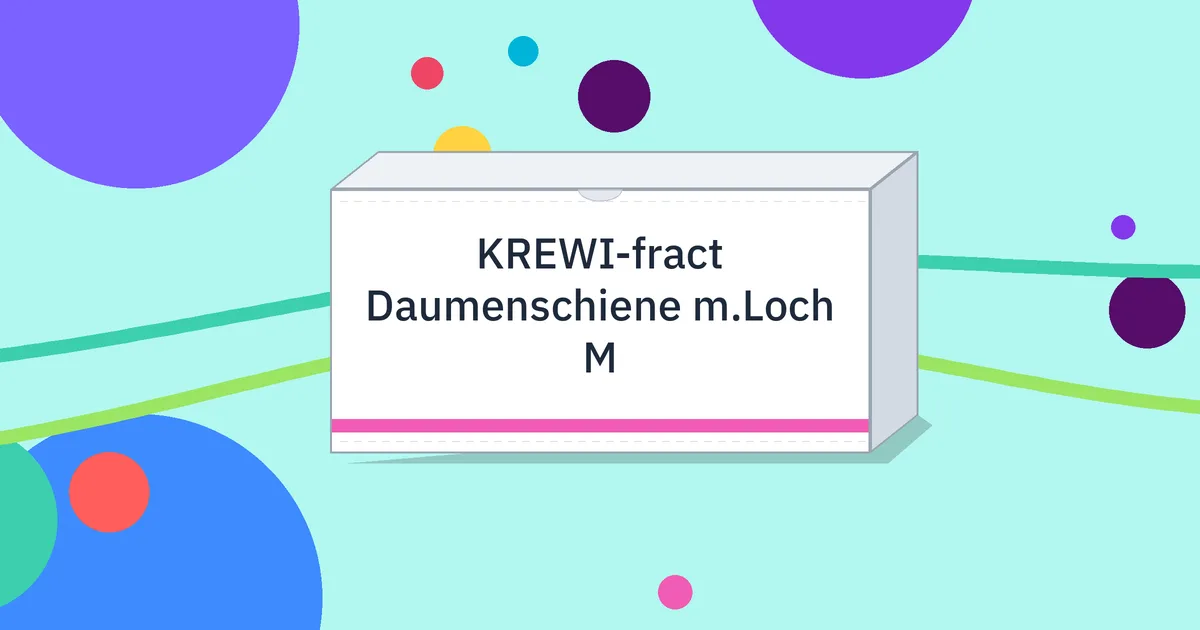 Symbolbild: Packung mit der Aufschrift KREWI-fract Daumenschiene m.Loch M (PZN 17300232) – Verfügbarkeit und Bezug in Apotheken in Frankfurt am Main