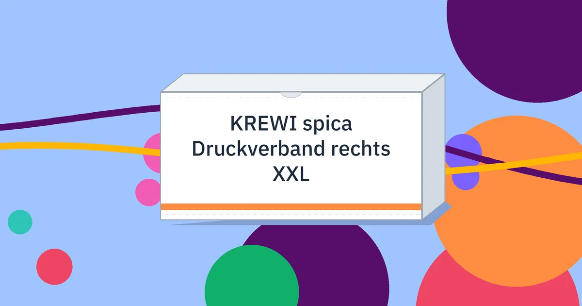 Symbolbild: Packung mit der Aufschrift KREWI spica Druckverband rechts XXL (PZN 12652765) – Verfügbarkeit und Bezug in Apotheken in Frankfurt am Main