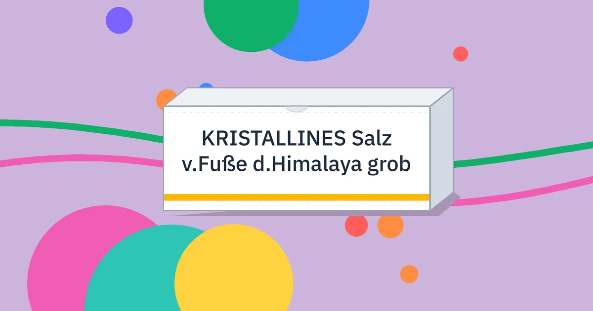 Symbolbild: Packung mit der Aufschrift KRISTALLINES Salz v.Fuße d.Himalaya grob (PZN 08843086) – Verfügbarkeit und Bezug in Apotheken in Frankfurt am Main