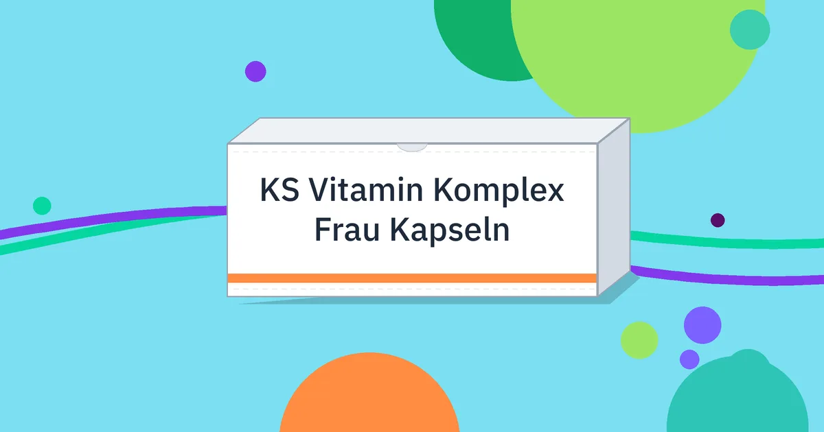 Symbolbild: Packung mit der Aufschrift KS Vitamin Komplex Frau Kapseln (PZN 20583765) – Verfügbarkeit und Bezug in Apotheken in Frankfurt am Main