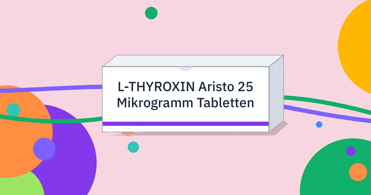 Symbolbild: Packung mit der Aufschrift L-THYROXIN Aristo 25 Mikrogramm Tabletten (PZN 01879023) – Verfügbarkeit und Bezug in Apotheken in Frankfurt am Main