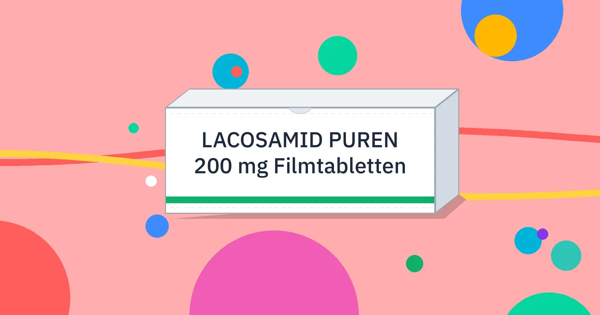 Symbolbild: Packung mit der Aufschrift LACOSAMID PUREN 200 mg Filmtabletten (PZN 17636914) – Verfügbarkeit und Bezug in Apotheken in Frankfurt am Main