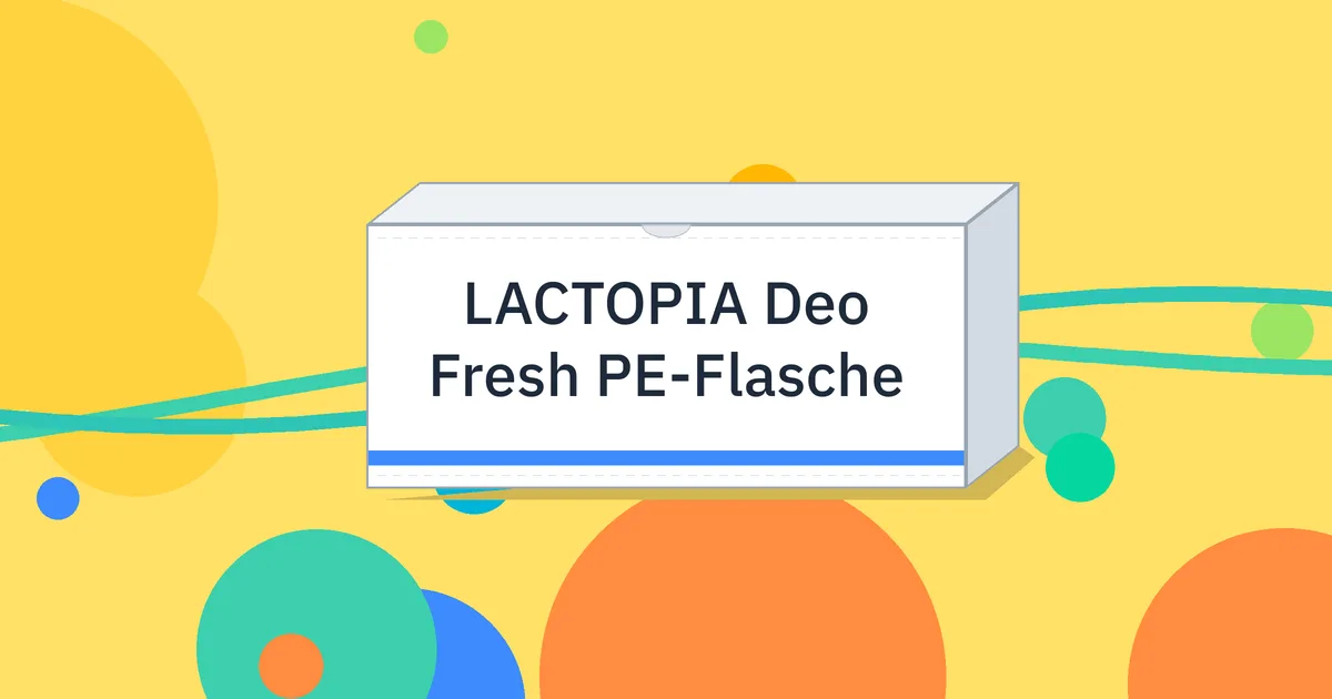 Symbolbild: Packung mit der Aufschrift LACTOPIA Deo Fresh PE-Flasche (PZN 10977807) – Verfügbarkeit und Bezug in Apotheken in Frankfurt am Main