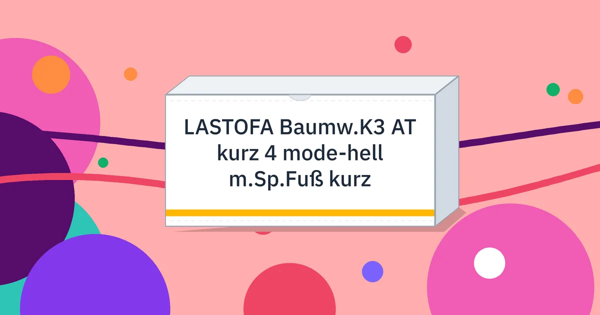 Symbolbild: Packung mit der Aufschrift LASTOFA Baumw.K3 AT kurz 4 mode-hell m.Sp.Fuß kurz (PZN 01958811) – Verfügbarkeit und Bezug in Apotheken in Frankfurt am Main