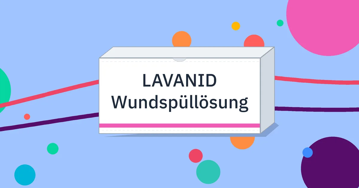 Symbolbild: Packung mit der Aufschrift LAVANID Wundspüllösung (PZN 20328323) – Verfügbarkeit und Bezug in Apotheken in Frankfurt am Main