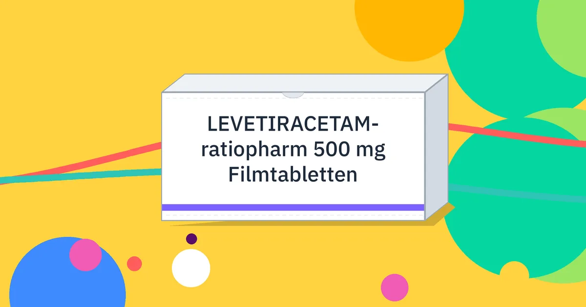Symbolbild: Packung mit der Aufschrift LEVETIRACETAM-ratiopharm 500 mg Filmtabletten (PZN 08814044) – Verfügbarkeit und Bezug in Apotheken in Frankfurt am Main
