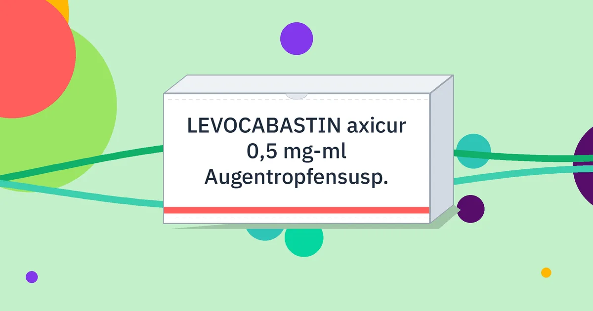 Symbolbild: Packung mit der Aufschrift LEVOCABASTIN axicur 0,5 mg-ml Augentropfensusp. (PZN 20050649) – Verfügbarkeit und Bezug in Apotheken in Frankfurt am Main