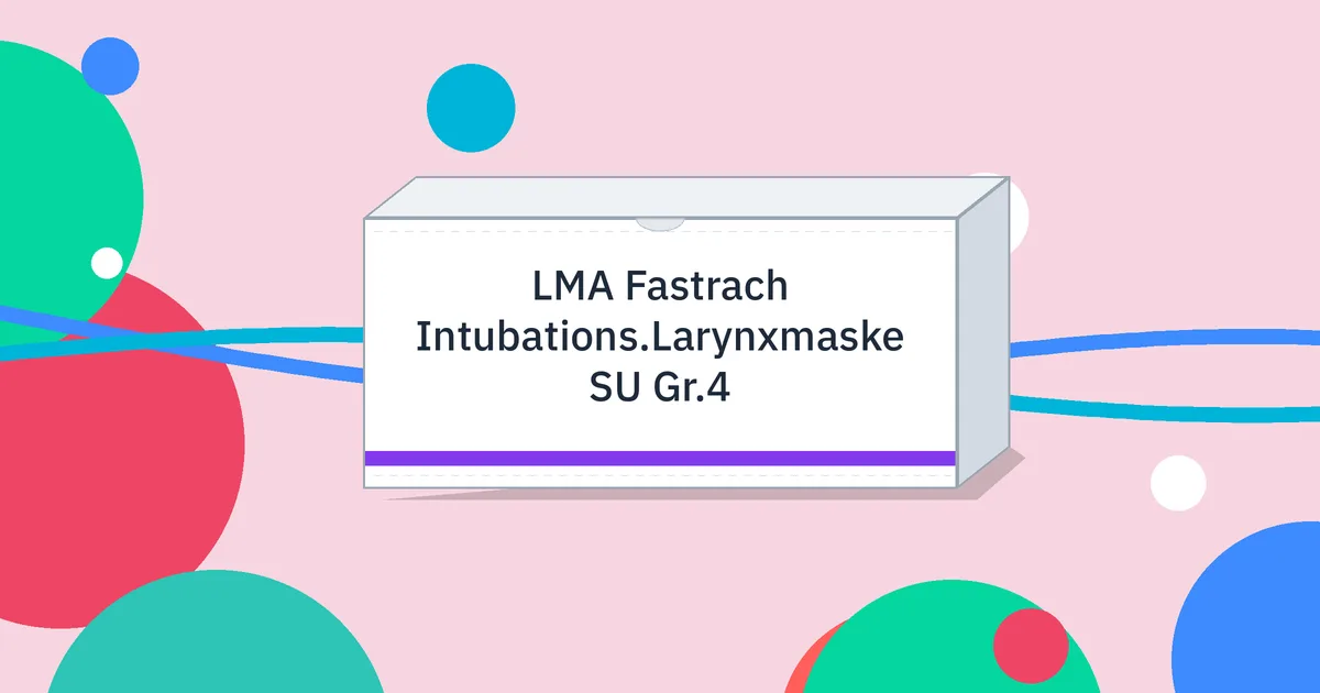 Symbolbild: Packung mit der Aufschrift LMA Fastrach Intubations.Larynxmaske SU Gr.4 (PZN 10849044) – Verfügbarkeit und Bezug in Apotheken in Frankfurt am Main