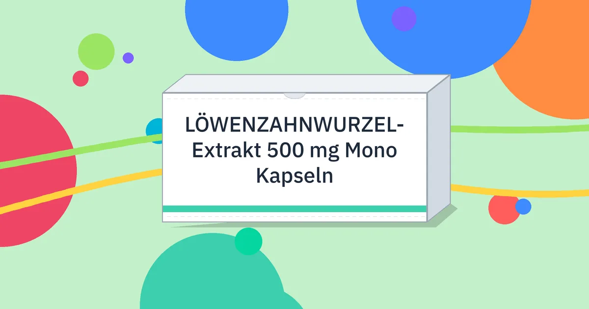 Symbolbild: Packung mit der Aufschrift LÖWENZAHNWURZEL-Extrakt 500 mg Mono Kapseln (PZN 15303491) – Verfügbarkeit und Bezug in Apotheken in Frankfurt am Main