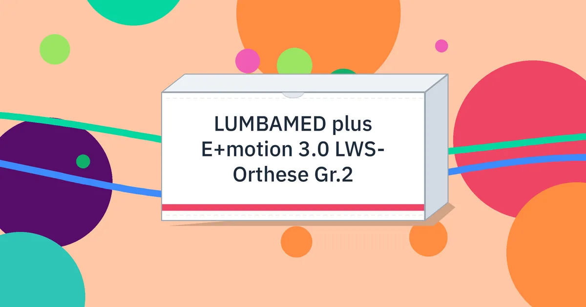 Symbolbild: Packung mit der Aufschrift LUMBAMED plus E+motion 3.0 LWS-Orthese Gr.2 (PZN 19369558) – Verfügbarkeit und Bezug in Apotheken in Frankfurt am Main