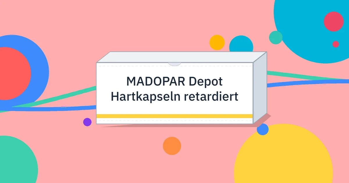 Symbolbild: Packung mit der Aufschrift MADOPAR Depot Hartkapseln retardiert (PZN 00125440) – Verfügbarkeit und Bezug in Apotheken in Frankfurt am Main