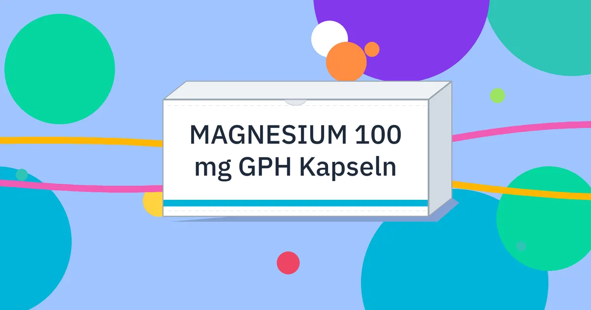 Symbolbild: Packung mit der Aufschrift MAGNESIUM 100 mg GPH Kapseln (PZN 09919118) – Verfügbarkeit und Bezug in Apotheken in Frankfurt am Main