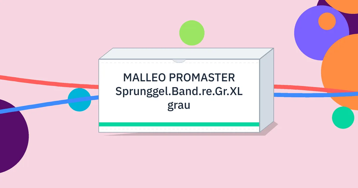 Symbolbild: Packung mit der Aufschrift MALLEO PROMASTER Sprunggel.Band.re.Gr.XL grau (PZN 10927152) – Verfügbarkeit und Bezug in Apotheken in Frankfurt am Main