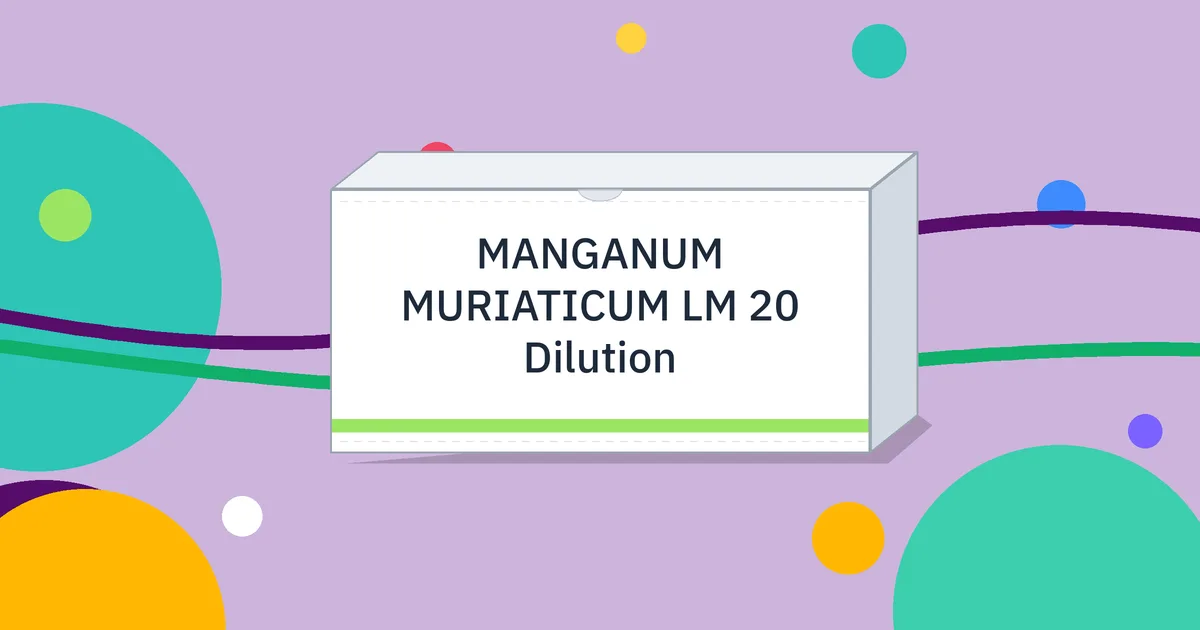Symbolbild: Packung mit der Aufschrift MANGANUM MURIATICUM LM 20 Dilution (PZN 12943787) – Verfügbarkeit und Bezug in Apotheken in Frankfurt am Main