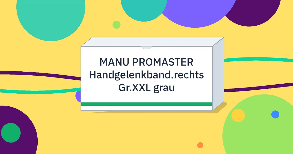Symbolbild: Packung mit der Aufschrift MANU PROMASTER Handgelenkband.rechts Gr.XXL grau (PZN 10927614) – Verfügbarkeit und Bezug in Apotheken in Frankfurt am Main
