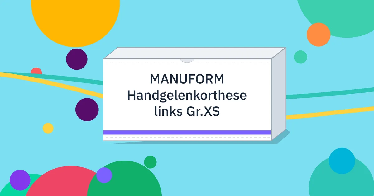 Symbolbild: Packung mit der Aufschrift MANUFORM Handgelenkorthese links Gr.XS (PZN 15608492) – Verfügbarkeit und Bezug in Apotheken in Frankfurt am Main