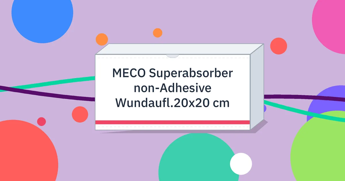 Symbolbild: Packung mit der Aufschrift MECO Superabsorber non-Adhesive Wundaufl.20x20 cm (PZN 19846372) – Verfügbarkeit und Bezug in Apotheken in Frankfurt am Main