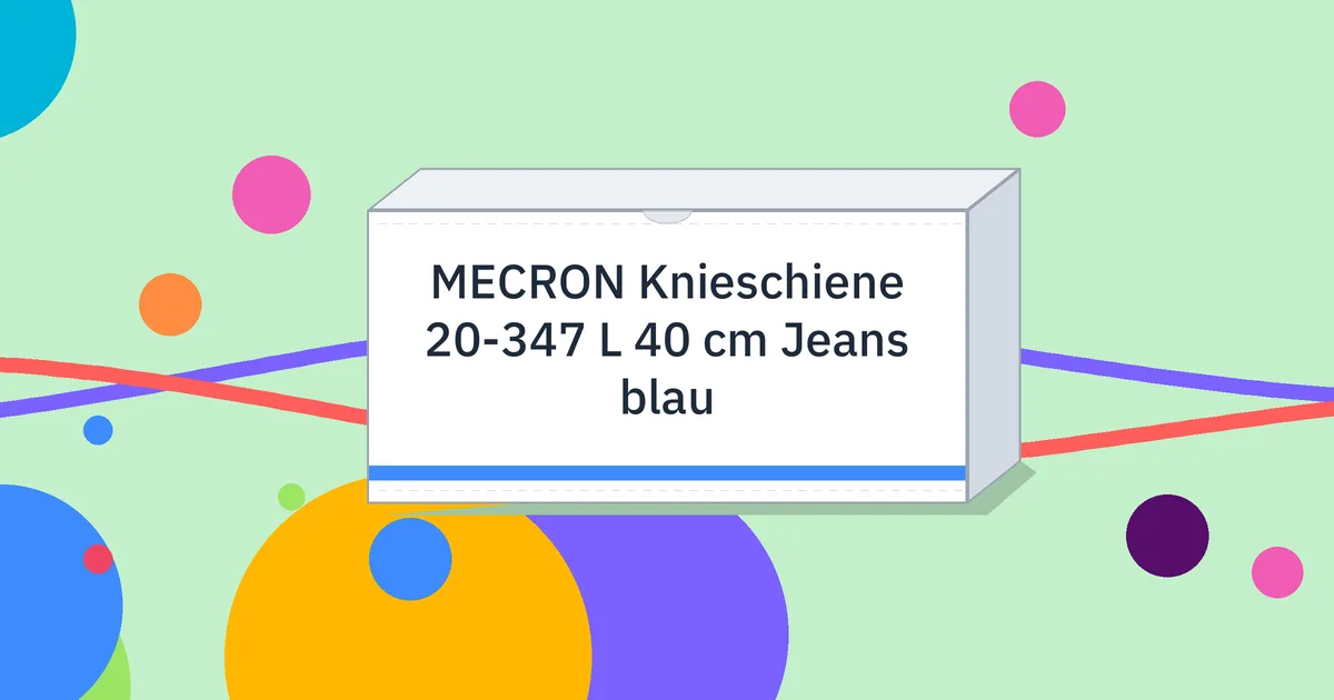 Symbolbild: Packung mit der Aufschrift MECRON Knieschiene 20-347 L 40 cm Jeans blau (PZN 02910031) – Verfügbarkeit und Bezug in Apotheken in Frankfurt am Main