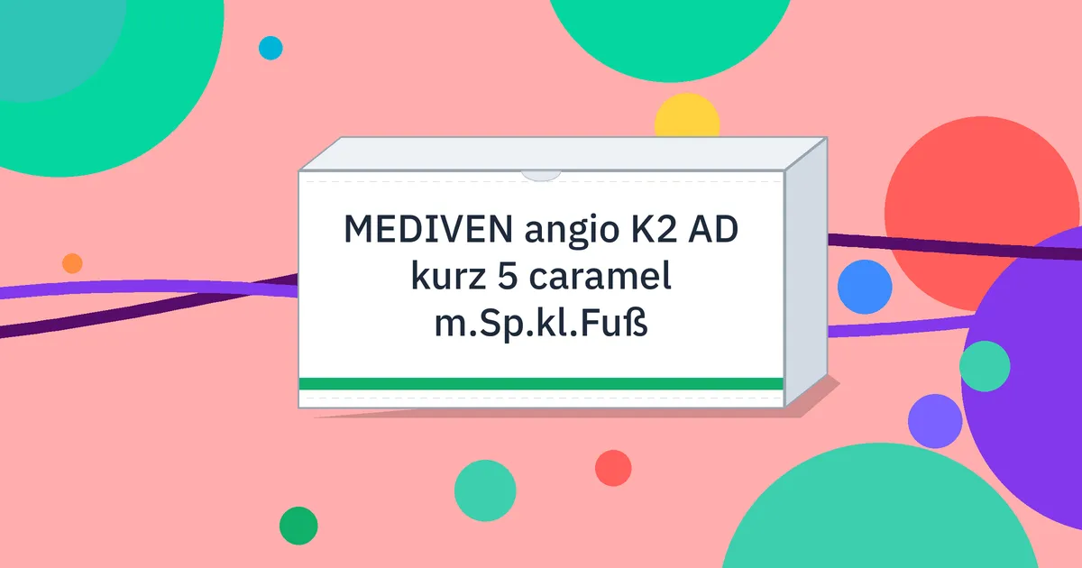 Symbolbild: Packung mit der Aufschrift MEDIVEN angio K2 AD kurz 5 caramel m.Sp.kl.Fuß (PZN 17210960) – Verfügbarkeit und Bezug in Apotheken in Frankfurt am Main