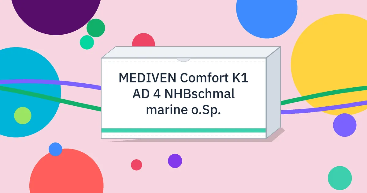 Symbolbild: Packung mit der Aufschrift MEDIVEN Comfort K1 AD 4 NHBschmal marine o.Sp. (PZN 14562173) – Verfügbarkeit und Bezug in Apotheken in Frankfurt am Main