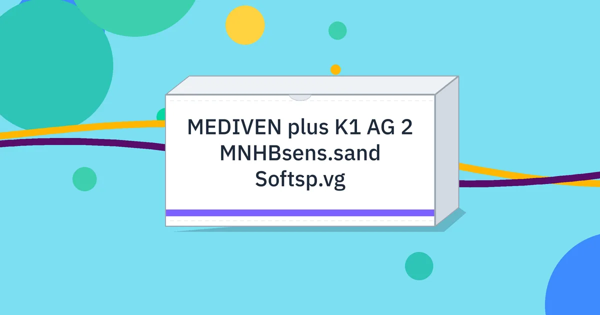 Symbolbild: Packung mit der Aufschrift MEDIVEN plus K1 AG 2 MNHBsens.sand Softsp.vg (PZN 18941068) – Verfügbarkeit und Bezug in Apotheken in Frankfurt am Main