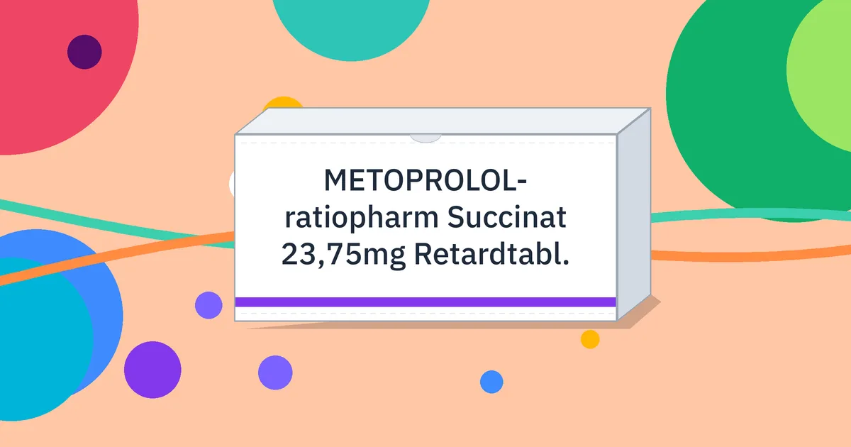 Symbolbild: Packung mit der Aufschrift METOPROLOL-ratiopharm Succinat 23,75mg Retardtabl. (PZN 00089572) – Verfügbarkeit und Bezug in Apotheken in Frankfurt am Main