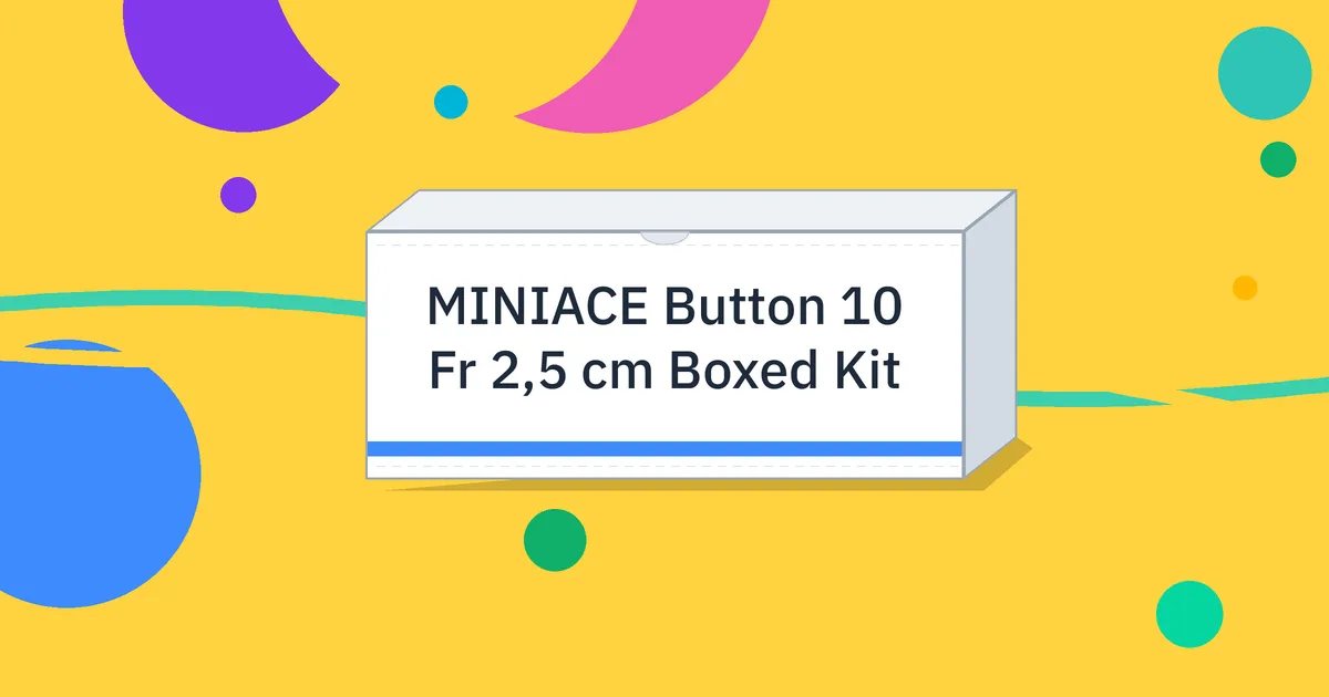 Symbolbild: Packung mit der Aufschrift MINIACE Button 10 Fr 2,5 cm Boxed Kit (PZN 16953015) – Verfügbarkeit und Bezug in Apotheken in Frankfurt am Main