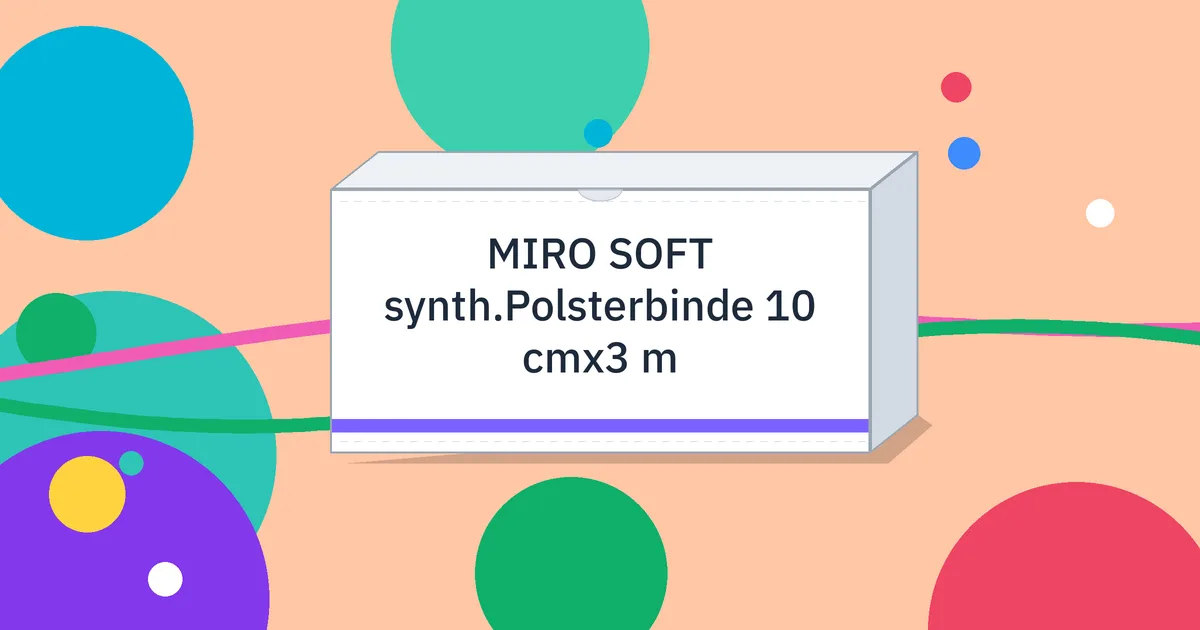Symbolbild: Packung mit der Aufschrift MIRO SOFT synth.Polsterbinde 10 cmx3 m (PZN 19888376) – Verfügbarkeit und Bezug in Apotheken in Frankfurt am Main