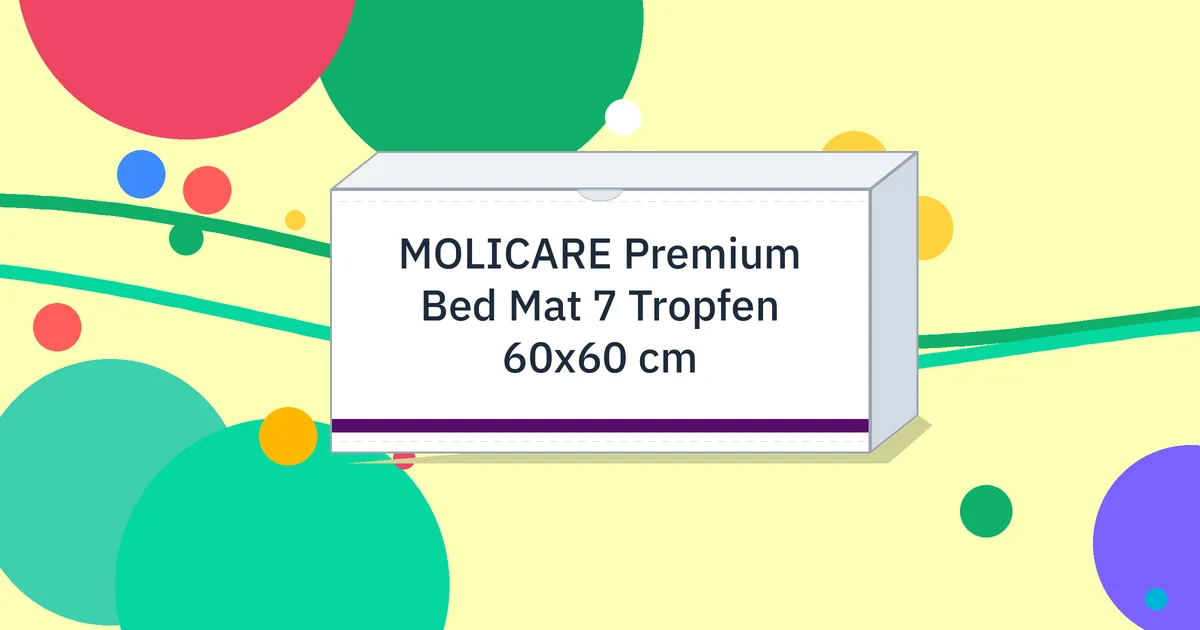 Symbolbild: Packung mit der Aufschrift MOLICARE Premium Bed Mat 7 Tropfen 60x60 cm (PZN 16136782) – Verfügbarkeit und Bezug in Apotheken in Frankfurt am Main
