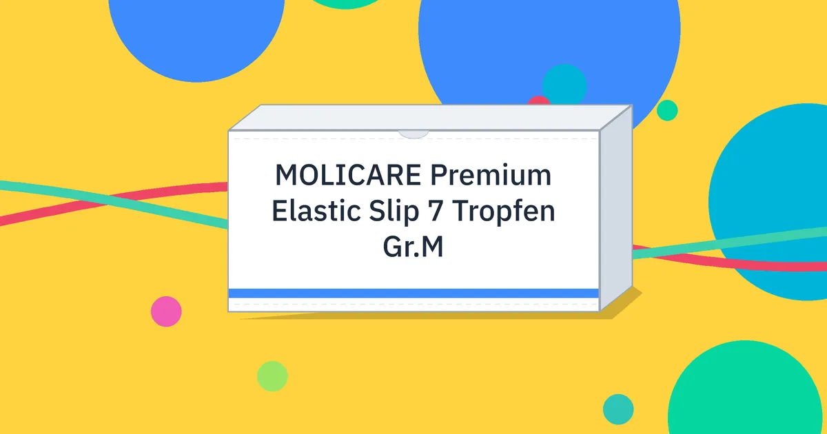 Symbolbild: Packung mit der Aufschrift MOLICARE Premium Elastic Slip 7 Tropfen Gr.M (PZN 15783798) – Verfügbarkeit und Bezug in Apotheken in Frankfurt am Main
