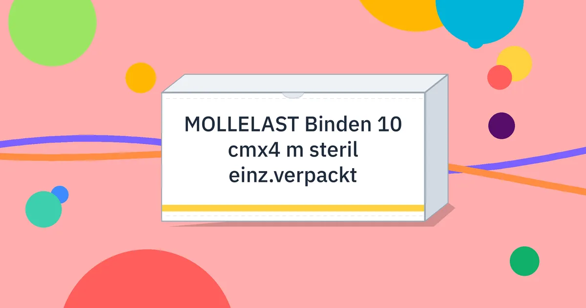 Symbolbild: Packung mit der Aufschrift MOLLELAST Binden 10 cmx4 m steril einz.verpackt (PZN 17253047) – Verfügbarkeit und Bezug in Apotheken in Frankfurt am Main