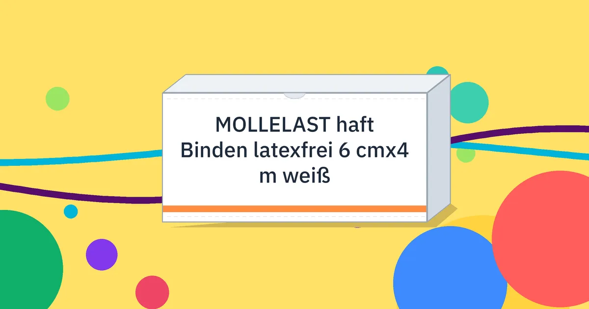 Symbolbild: Packung mit der Aufschrift MOLLELAST haft Binden latexfrei 6 cmx4 m weiß (PZN 15430574) – Verfügbarkeit und Bezug in Apotheken in Frankfurt am Main