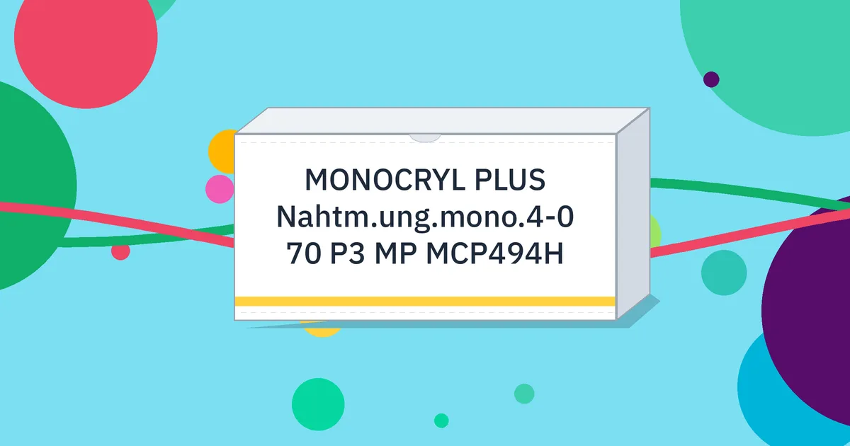 Symbolbild: Packung mit der Aufschrift MONOCRYL PLUS Nahtm.ung.mono.4-0 70 P3 MP MCP494H (PZN 18605347) – Verfügbarkeit und Bezug in Apotheken in Frankfurt am Main