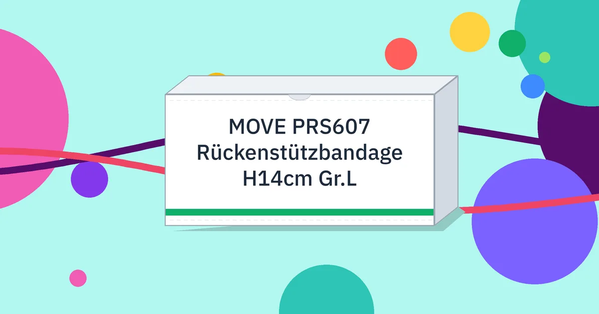 Symbolbild: Packung mit der Aufschrift MOVE PRS607 Rückenstützbandage H14cm Gr.L (PZN 19133413) – Verfügbarkeit und Bezug in Apotheken in Frankfurt am Main
