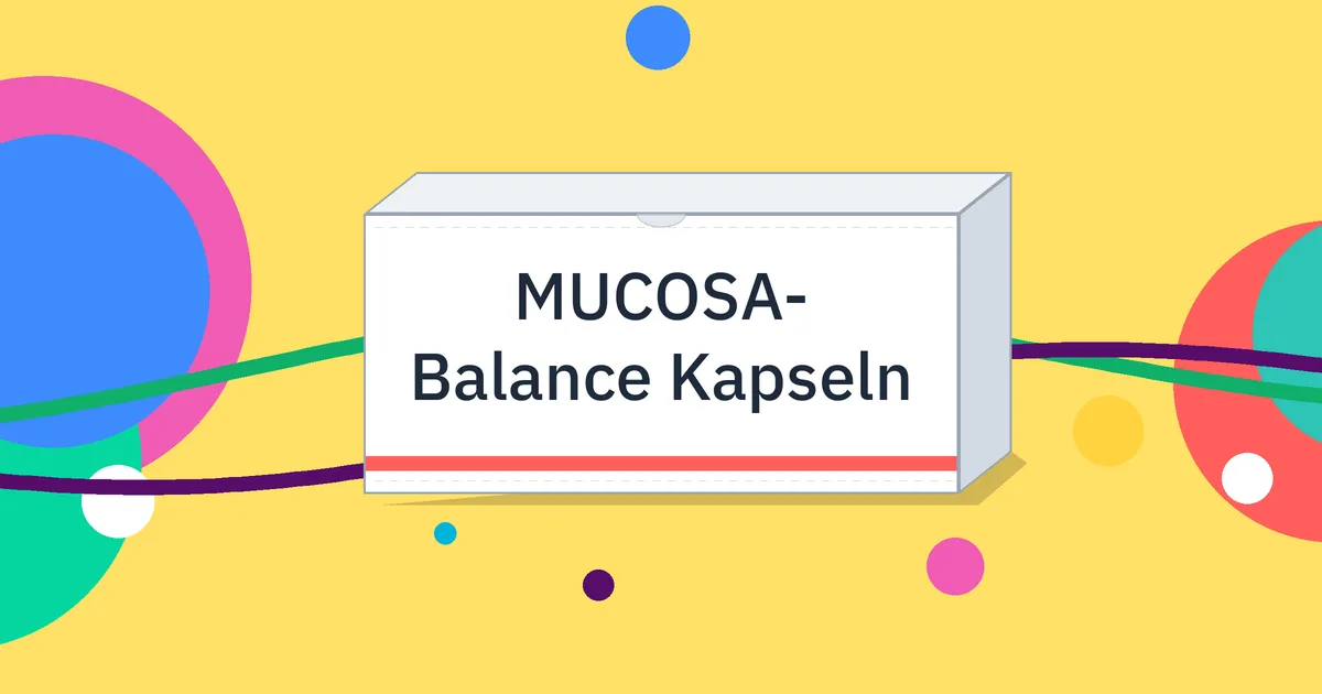 Symbolbild: Packung mit der Aufschrift MUCOSA-Balance Kapseln (PZN 17944202) – Verfügbarkeit und Bezug in Apotheken in Frankfurt am Main