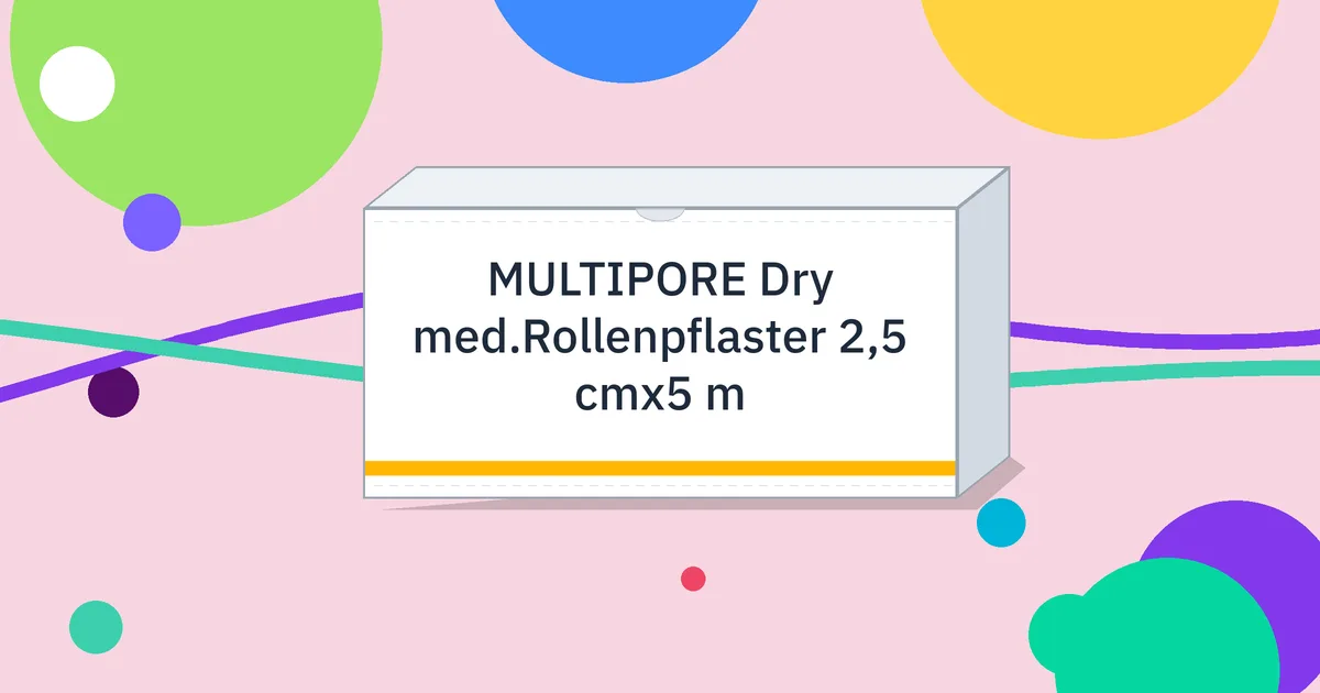 Symbolbild: Packung mit der Aufschrift MULTIPORE Dry med.Rollenpflaster 2,5 cmx5 m (PZN 12650430) – Verfügbarkeit und Bezug in Apotheken in Frankfurt am Main