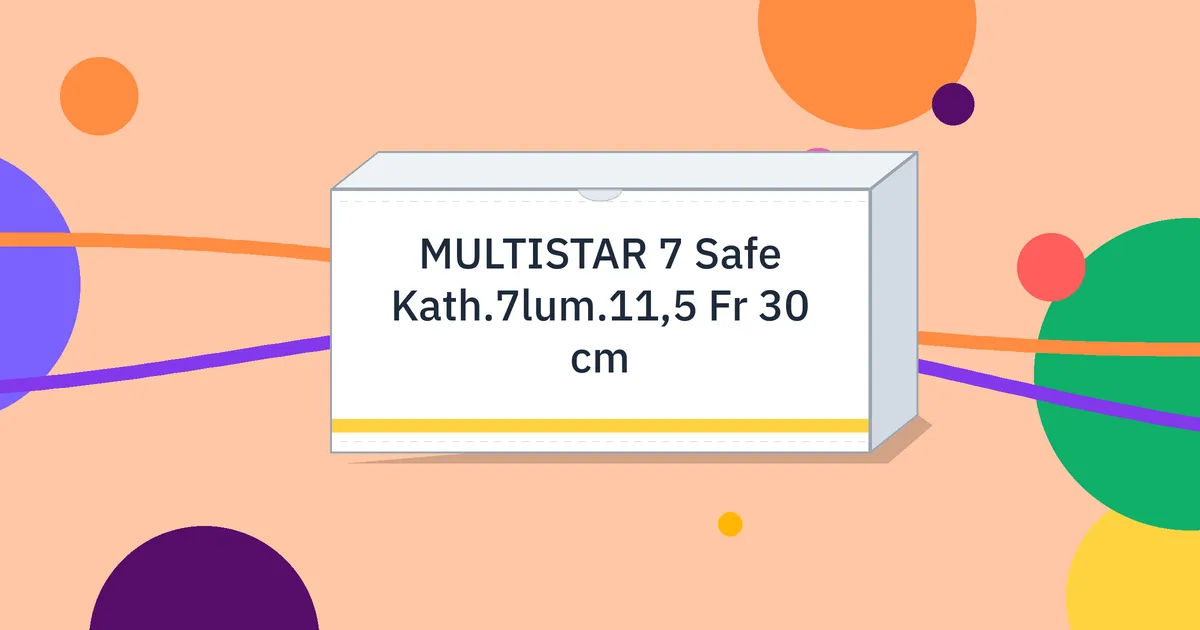 Symbolbild: Packung mit der Aufschrift MULTISTAR 7 Safe Kath.7lum.11,5 Fr 30 cm (PZN 11511927) – Verfügbarkeit und Bezug in Apotheken in Frankfurt am Main