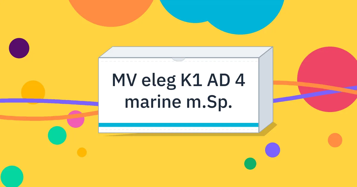 Symbolbild: Packung mit der Aufschrift MV eleg K1 AD 4 marine m.Sp. (PZN 14583672) – Verfügbarkeit und Bezug in Apotheken in Frankfurt am Main