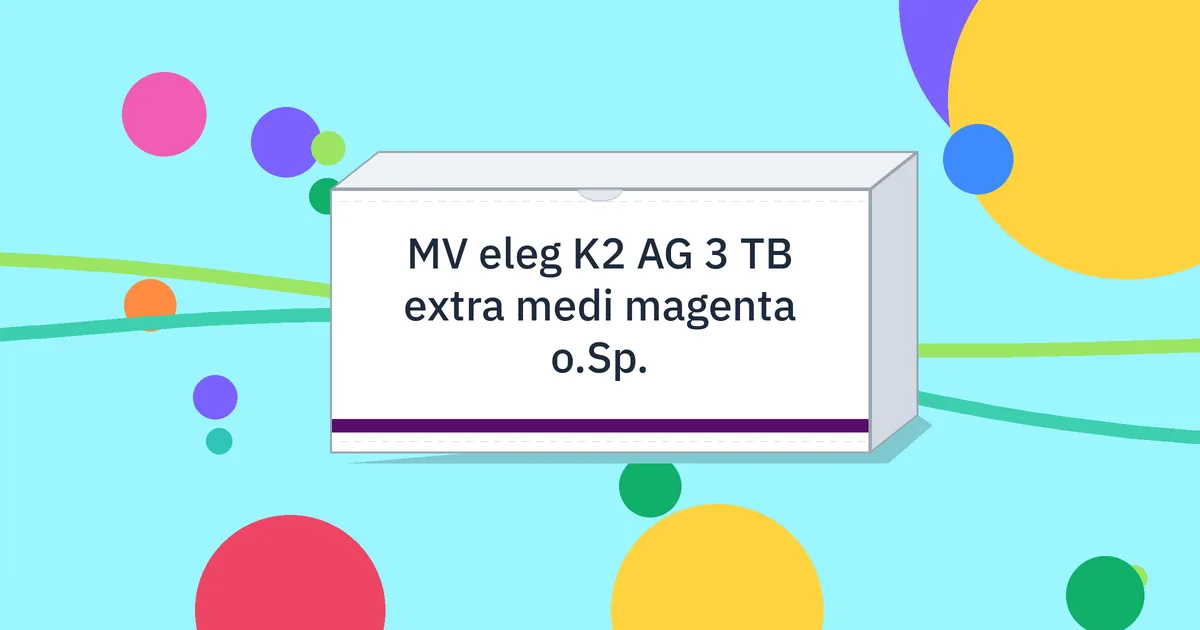Symbolbild: Packung mit der Aufschrift MV eleg K2 AG 3 TB extra medi magenta o.Sp. (PZN 14640163) – Verfügbarkeit und Bezug in Apotheken in Frankfurt am Main